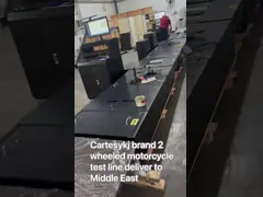 Linea di prova per motocicli a due ruote, calcolatore del freno a rulli, velocimetro, allineamento delle ruote, pinza delle ruote