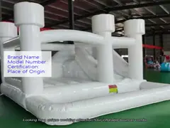 China Commercial White Inflatable Bouncer Castle with Slide 0.55mmPVC for sale