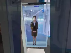 China Kiosco con pantalla OLED transparente de 55 pulgadas con pantalla táctil y humano digital de IA para eventos y exposiciones en venta