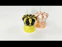 China 32mm Crown Cap Metal Pump Perfume Bottle Lid - 24mm Width, Black & Gold Finishes, Premium Metal Construction for sale