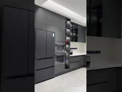 中国 ステンレスステール ヨーロッパのスタイル U型キッチン 多機能の島と高級ゴールドハードウェア 販売のため