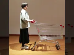 China Blue Plastic Parts Supermarket Shopping Trolley Custom European Style With 4 PU Wheels And Lock for sale
