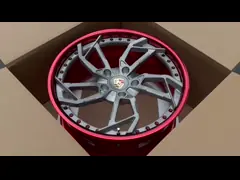 Custom Red Barrel and Grey Disc 1-PC Forged Rims for Porsche