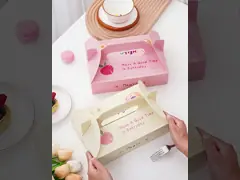 China Bakery Box Packaging Pink Cream French Pastry Boxes Premium Bakery Gift Boxes for sale