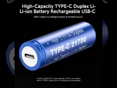 Batteria agli ioni di litio 21700 TYPE-C a doppia capacità ricaricabile USB-C per torce, dispositivi portatili e outdoor
