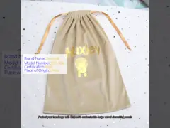 Beige Velvet Bag Costomize Logo Soft Drawstring Dust Proof Bag Pouch Bag For Handbag