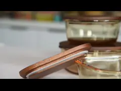 China High Borosilicate Glass Food Container with Multiple Capacities and Temperature Resistant Eco Acacia Wood Lid for sale