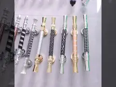 China Knurling Aluminum Furniture Hardware Cabinet Door Kitchen Drawer Handle with Plastic Feet for sale