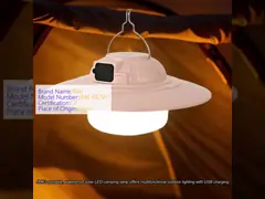 Portable Waterproof Solar LED Camping Lamp Multifunctional Outdoor Hook with Charging Capabilities Camping Ambient Light