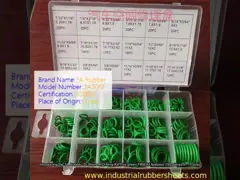 70 Shore A Hardness Silicone Rubber Washers FKM O Ring Kit Green Color