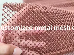 Red Decorative Aluminium Metal Mesh Chain Link coil Curtain Drapery Fabric exterior decorative screen for rood divider