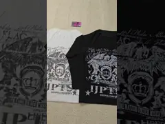 Custom Streetwear Dtg Print Graphic Vintage Raw Hem Crew Neck Waffle Knit Thermal Long Sleeve T Shir