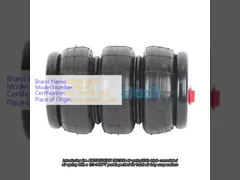 3B2300 AIRSUSTECH Triple Convoluted Air Spring 1/2-14NPT Port Size for Truck Air Bag