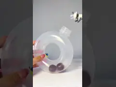 China Round Shaped Beverage Bottle Customized Printed logo 16oz 500ml Juice PP Donut Bottle with Ring Lid for sale