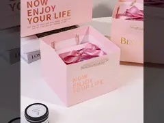 China Premium Gift Box Set Large Pink Square Packaging White Lid With Bow Christmas Birthday Ready for sale