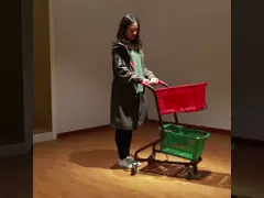 China Double Layers Hand Basket Shopping Carts 45L Metal Wire Shopping Trolley for sale