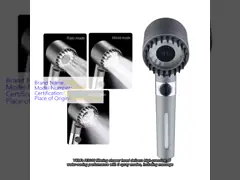 China Filtering spray shower head with massage brush, high-pressure water-saving 3-mode, PP cotton shower head for sale