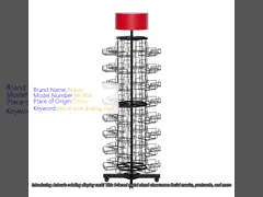 China Rotating Facial Mask Display Rack 6 Faces Vertical Metal Wire Christmas Postcard Display Stands for sale