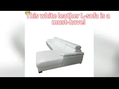 255Elegant White Leather L - Shaped Sofa: Durable, Spacious – Must - Have for Luxe Living Rooms