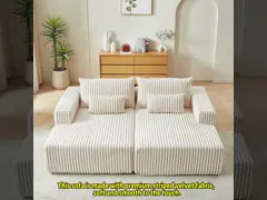 China Removable 2 Seater Compressed Sofa Striped Velvet Fabric ODM for sale