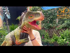 Customized Size Green T Rex Baby Dinosaur Hand Puppet For Stage Show And Garden