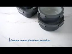 China Non-stick Coating Glass Food Container with Glass Lid Freezer Safe and Oven Safe for sale