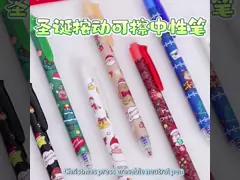 Caneta Gel Apagável com Design de Natal e Função de Apagador Mágico para Escrita Suave e Tinta Refilável