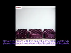 China Purple Tufted Leather Sofa Furniture Chesterfield Armchair Leather for sale