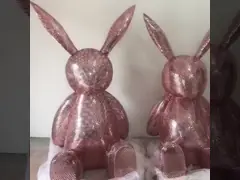 Stainless steel hollowed-out rabbit for shopping mall display case