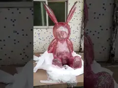 Stainless steel hollowed-out rabbit for shopping mall display case