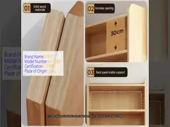 AT-0266 Solid Wood Bookshelf Wall Mounted Storage Living Room Multi Usage Cabinet Customized Sizes and Colors
