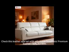 8018Modern Leather Sofa Sets with Adjustable Headrest Metal Legs for Reception Room