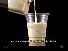 China LESENSE Disposable Clear PET Plastic Cups Custom 12 oz 24oz 16oz Cold Drink Coffee Cup With Flat Dome Lids for sale