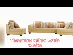 6707Sunny Yellow L - Shaped Sofa: Striped Pattern, Roomy – Redefine Home Comfort & Style