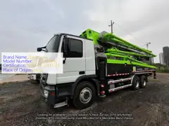 2016 refurbished Zoomlion 47m Concrete Pump Truck with Mercedes Benz truck