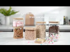 China Rectangular High Borosilicate Glass Canister with Bamboo Lid for Modern Multifunction Kitchen Storage for sale