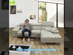 8096Light Grey Leather L - Shaped Sofa: Sleek, Plush – Elevate Modern Living Spaces