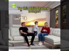 China Black White Tanning Brown Leather Sectional Couch Lounger Seating Soft Cushions for sale