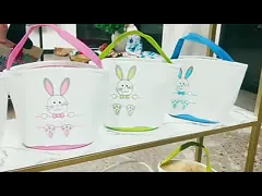 China Diy Printable Sublimation Easter Basket Personalized Easter Bunny Sublimation Bags for sale
