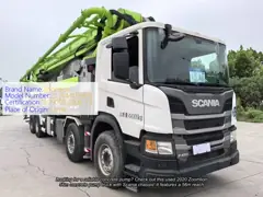 2020 Used Zoomlion 56m Concrete Pump Truck with Scania truck