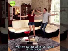 716  Two - Tone Leather Sectional: Black & Cream Contrast, Plush Seating – Art - Filled Modern Livin
