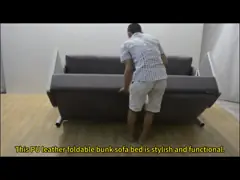 China Multifunctional Bunk Sectional Sofa Bed Small Sleeper Couch PU Leather For Apartment Dormitory for sale