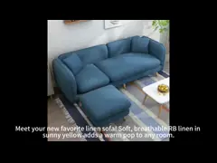 China Apartment Modular Linen Slipcovered Sofa Upholstered Cotton Linen Couch With Ottoman for sale