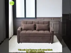 China Elegant Velvet Fabric Sofa Bed with USB Charger & Cup Holder 2 Seater Living Room Sofa Convertible Sleeping Pull Out Sofa Bed for sale