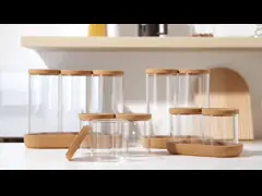 China IKOO Rectangular Glass Jar with Cork Lid and Tray - High Borosilicate Glass Storage Jar for 300ml and 715ml Kitchen and Bathroom Accessories for sale