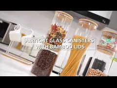 Glass canister with bamboo lid
