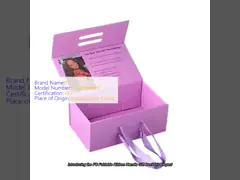 Foldable Ribbon  handle Flip top Magnetic Gift Box Custom Logo Printing Available