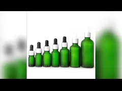 China Refillable Frosted Green Glass Dropper Bottle Durable And Reusable for sale