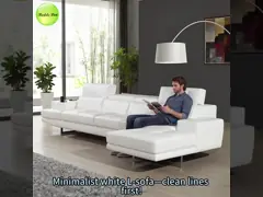 8099Minimalist White Leather L - Sofa: Clean Lines, Effortless Elegance – For Minimalist Spaces