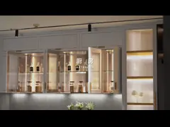 China Modern Grey Brass - Trimmed Kitchen Cabinets - Island - Glass Storage for sale